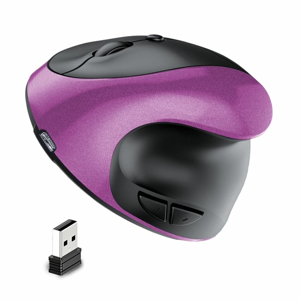 Маленькая вертикальная двухрежимная беспроводная игровая мышь E27-фиолетовая