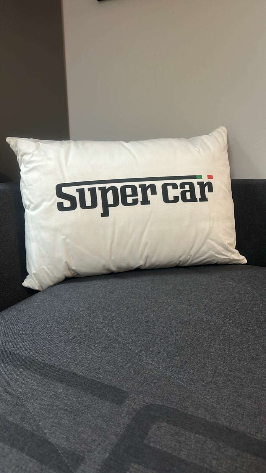 Подушка Фабрика Мирлачева "Super Car", фотопечать, 47 см x 67 см, белая