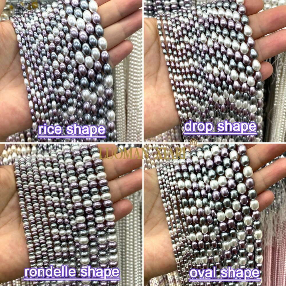 LUOMAN XIARI Бусины из ракушки перламутр форма капля и рис oval shape 6x8mm, mix color 2