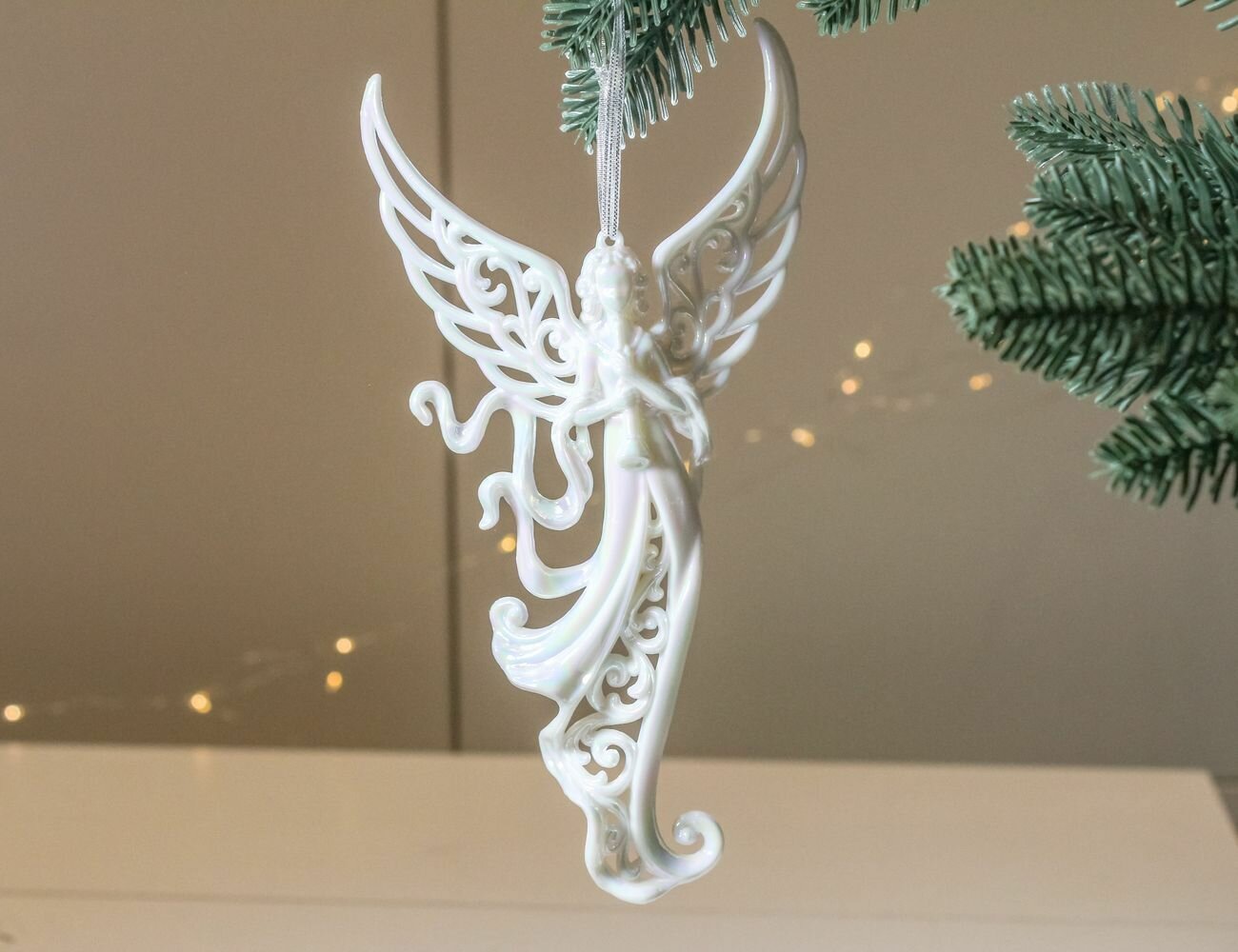 Ёлочное украшение ангел, белый, 17 см, Forest Market 150047