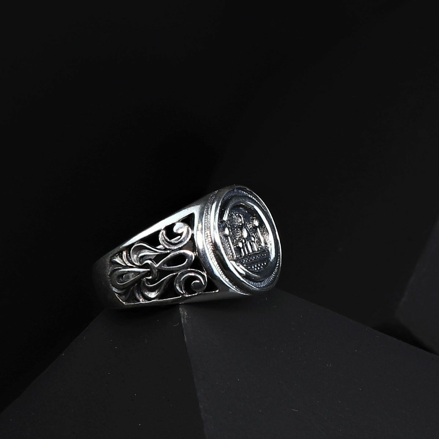 Печатка, серебро, 925 проба, чернение, оксидирование