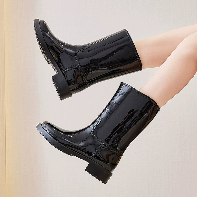 Женские резиновые сапоги-полусапожки, новинка 2025 года, резиновые сапоги, водонепроницаемые бахилы, водонепроницаемая обувь, женские нескользящие резиновые сапоги для кухниРазмер обуви. EU:41