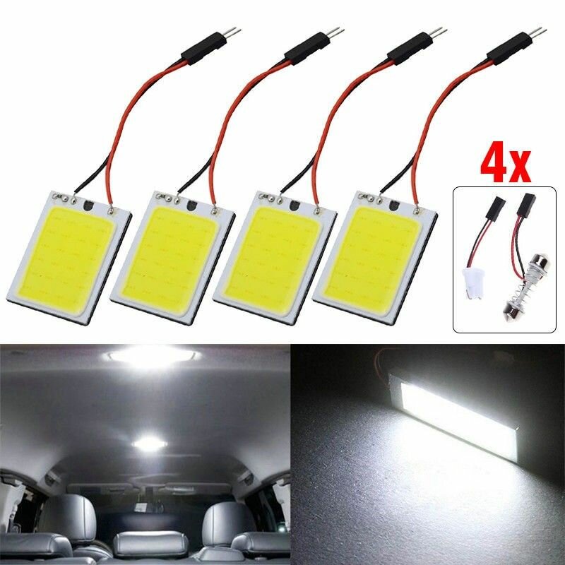24 SMD COB LED T10 мощностью 4 Вт, подсветка внутренней панели автомобиля, плафон белого цвета, 4 шт. + два комплекта аксессуаров (упаковка была добавлена, а деньги необходимо упаковать отдельно)