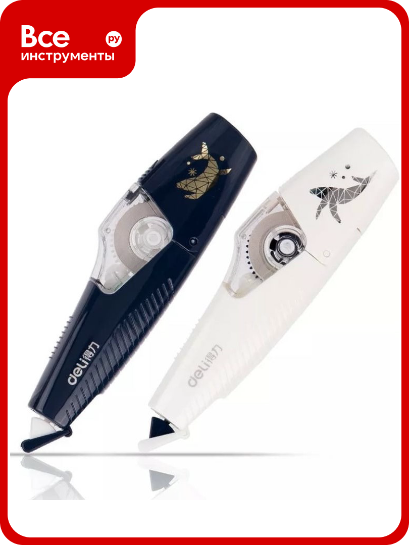 Корректирующая лента DELI 71497 6 м х 5 мм ассорти корпус белый блистер 12 шт, для исправления текста