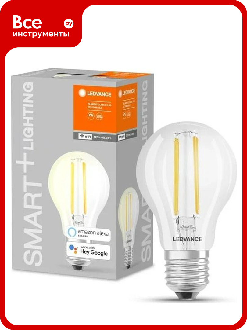 Умная WiFi лампа LEDVANCE SMART+ Filament Classic Dimmable 60 5,5W E27 4058075528239