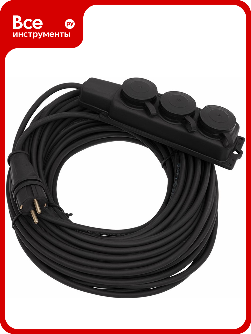 Силовой удлинитель Gigant с/з КГ 3x2,5 3 гнезда 30м IP44 G-855 для временного подключения