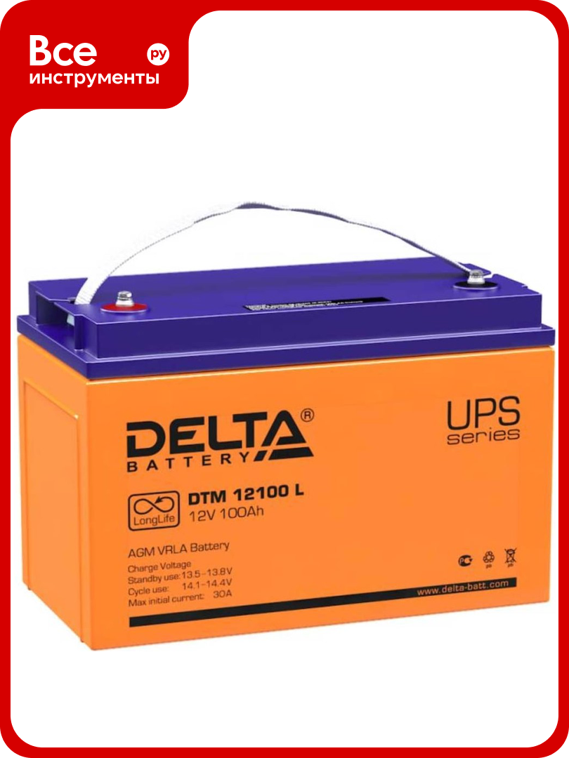 Батарея аккумуляторная Delta DTM 12100 L (12 В/100Ah)