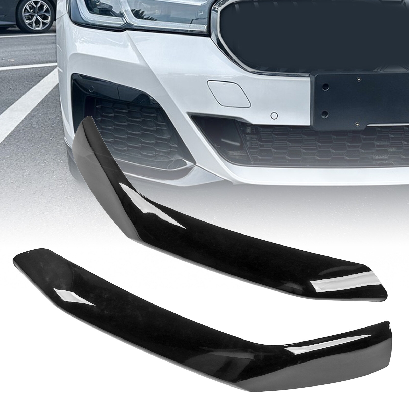 1 пара переднего бампера, спойлер, глянцевый черный, прочный, стильный, передний бампер, спойлер для губ для 5 серии G30 G31 LCI M Sport