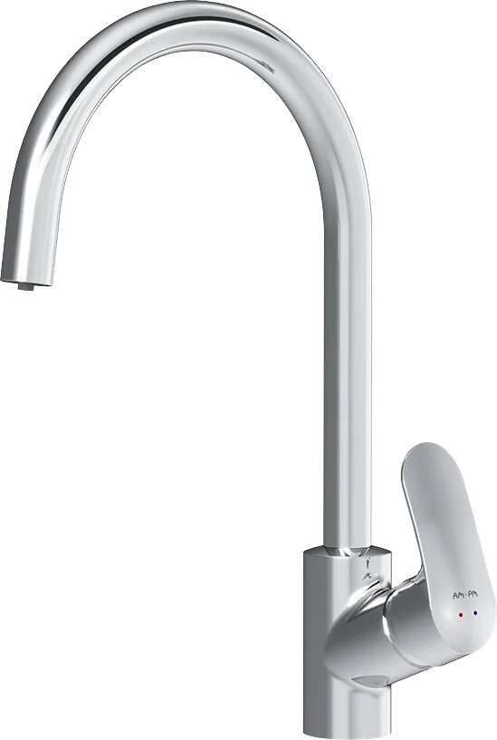 Смеситель для кухни AM.PM Like F8007S00 с краном для питьевой воды, с поворотным изливом, хром, глянцевый, однорычажный, с керамическим картриджем