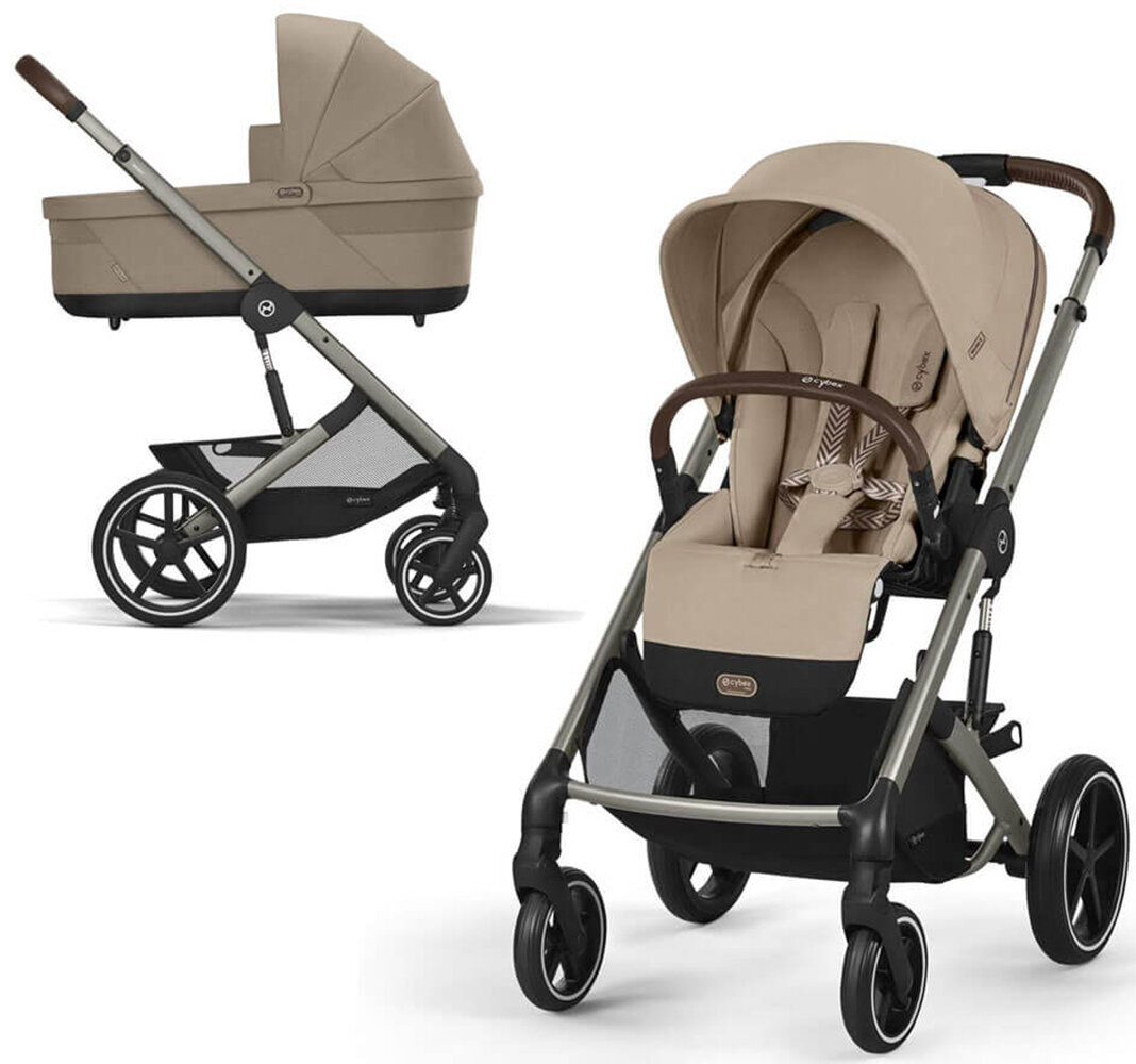 Cybex Balios S LUX | 2-в-1 (Almond Beige на шасси Taupe (one box) с дождевиками)