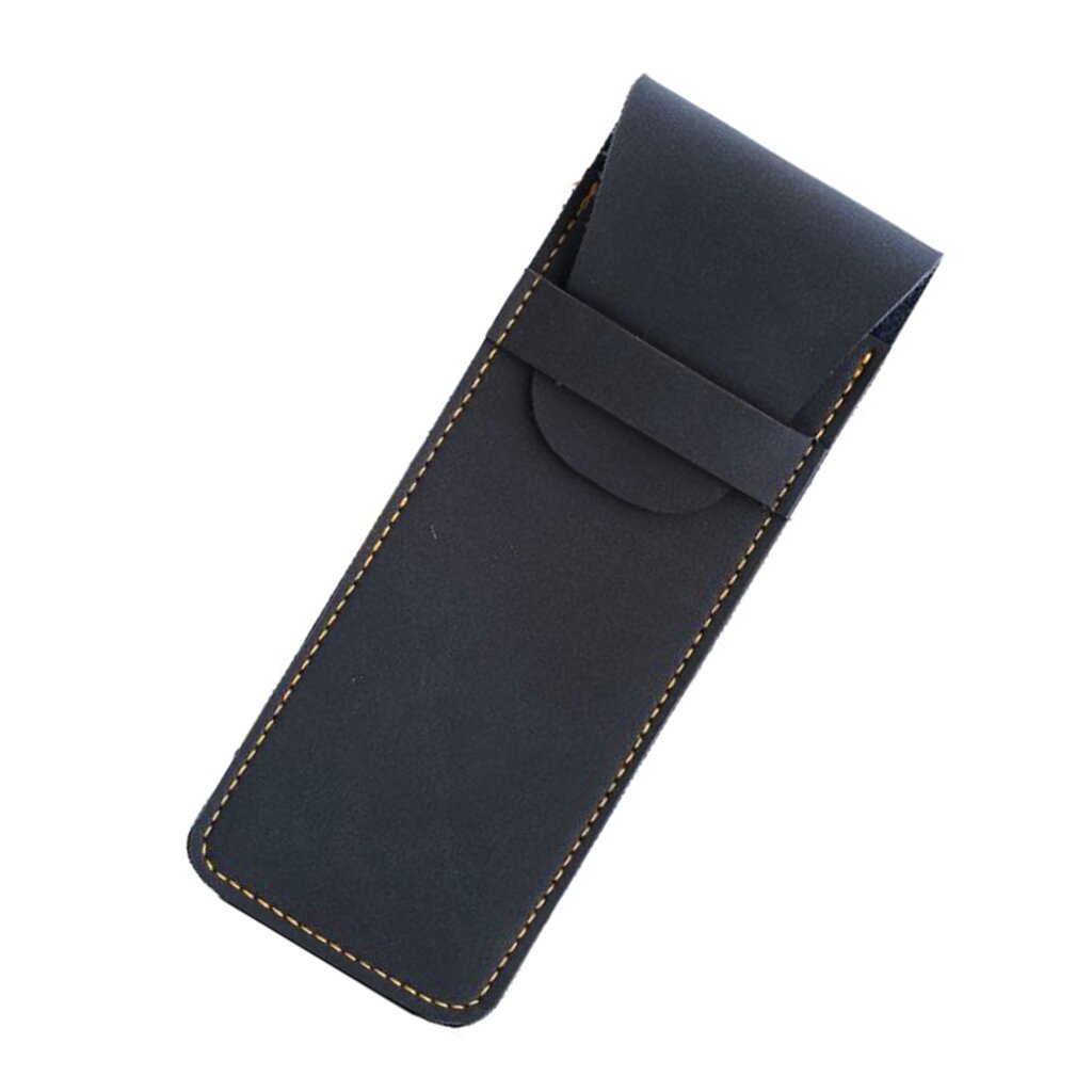 Ретро кожаный пенал карманный пенал мини-сумка для хранения канцелярских принадлежностей-Темно-синий