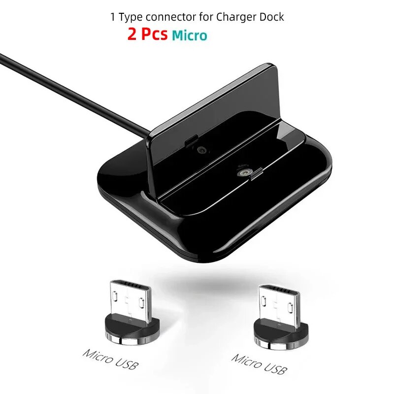 Магнитная док-станция для мобильного телефона 3 в 1, держатель для быстрой зарядки 2 Micro Connector