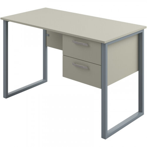 Стол учителя Комус MET_ с подвесной тумбой 2 ящика на пр трубе серый/серый