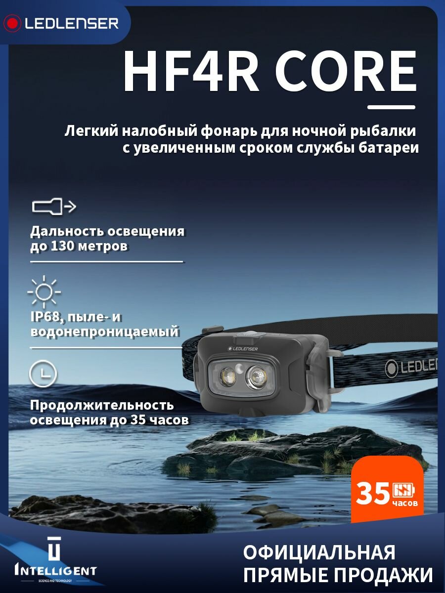 LED Lenser HF4R CORE Аккумуляторный водонепроницаемый налобный фонарь с ультрадлинным сроком службы батареи Ультралегкий
