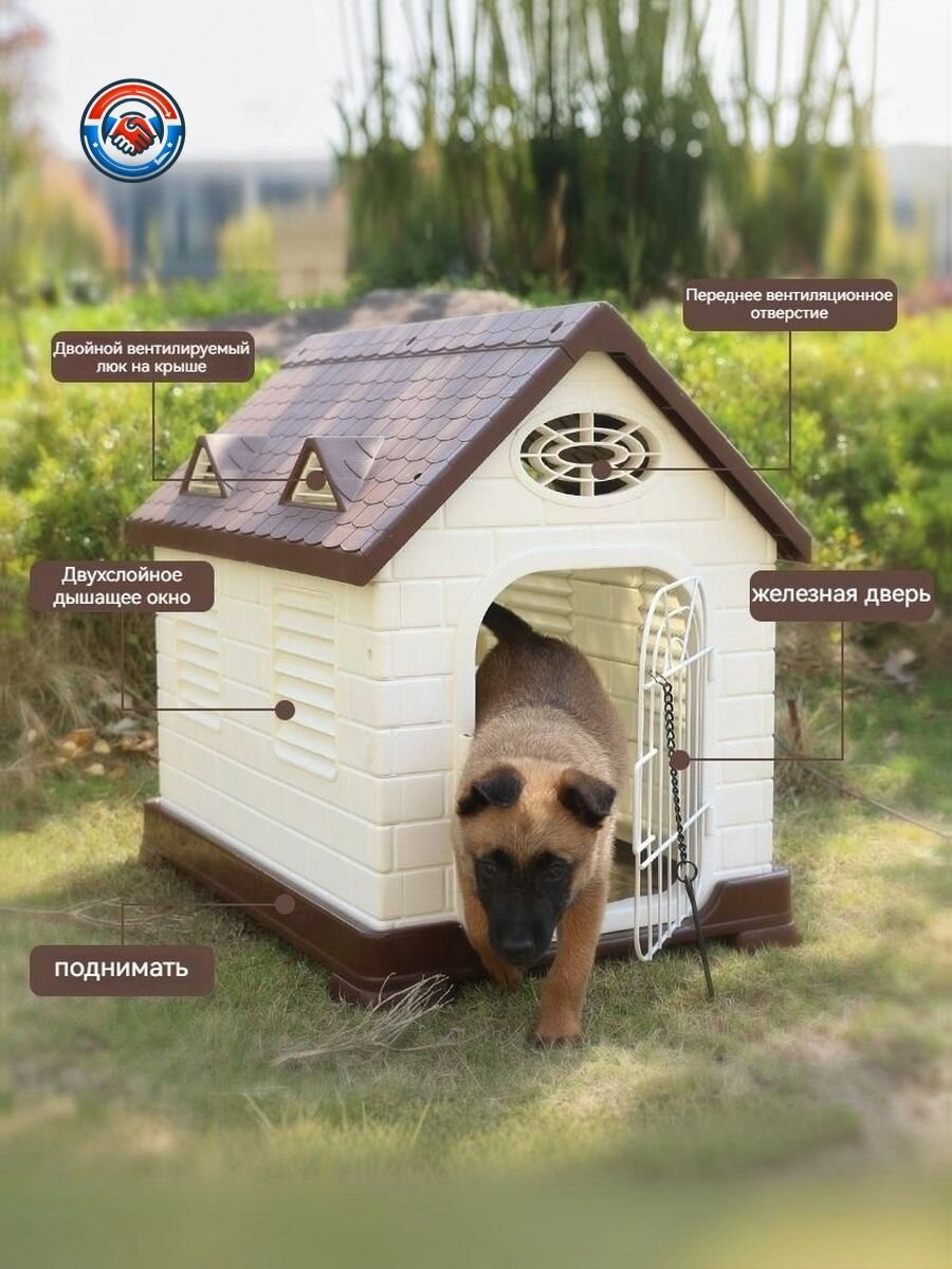 Будка для собак теплая ветрозащитная, просторный домик для корги и лабрадора, лаконичный европейский стиль, поднятое дно и вентиляция, уютная хижина для питомца на улицу и в дом