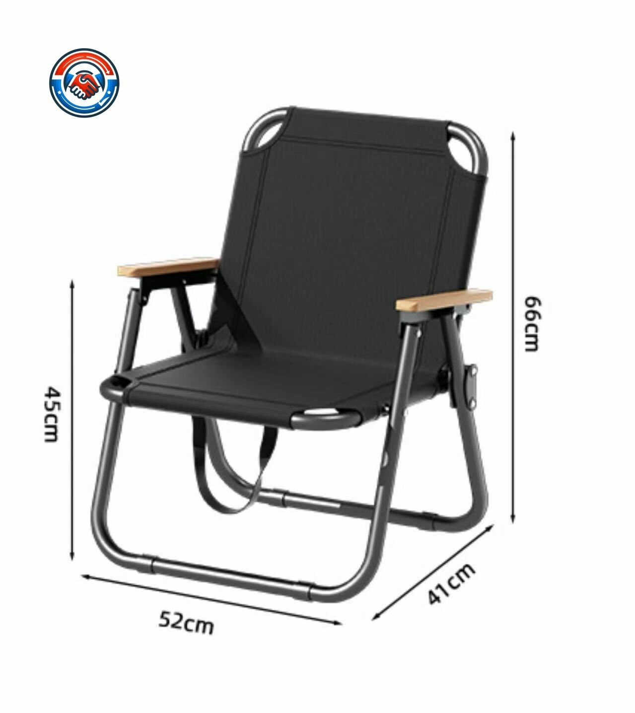 Складное кресло YiSen для пикника и кемпинга, металлическая рама до 150 кг, канвас, ручка переноски, черный/беж/белый