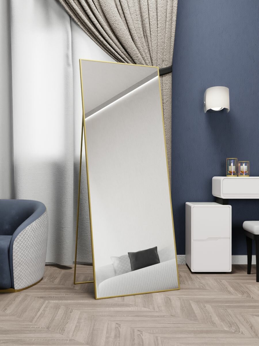 Напольное зеркало в алюминиевой раме MOONRISE 160х60 см. Золото