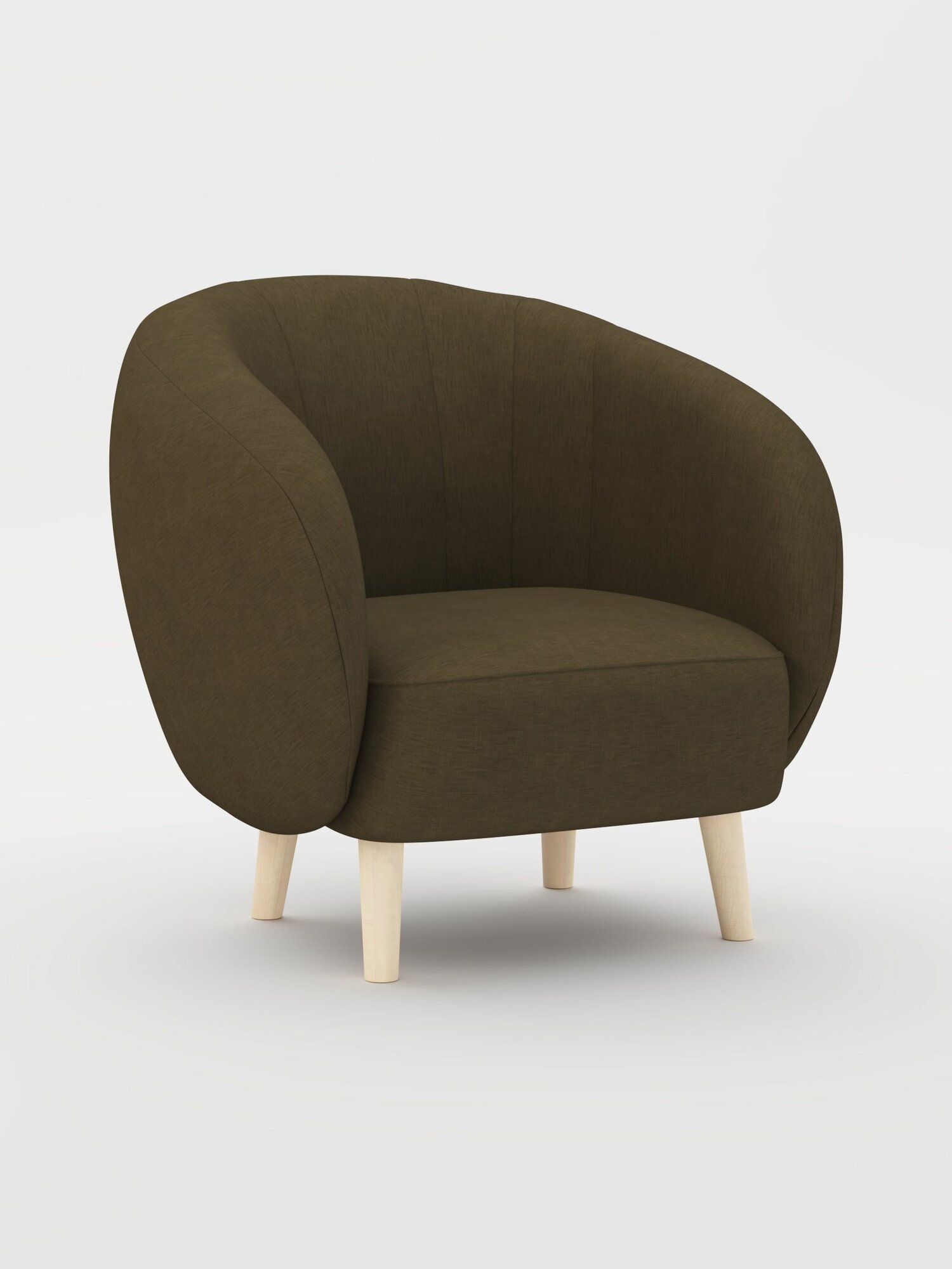 Кресло мягкое для дома, отдыха в гостиной Паркер от W&B, рогожка, цвет: коричневый