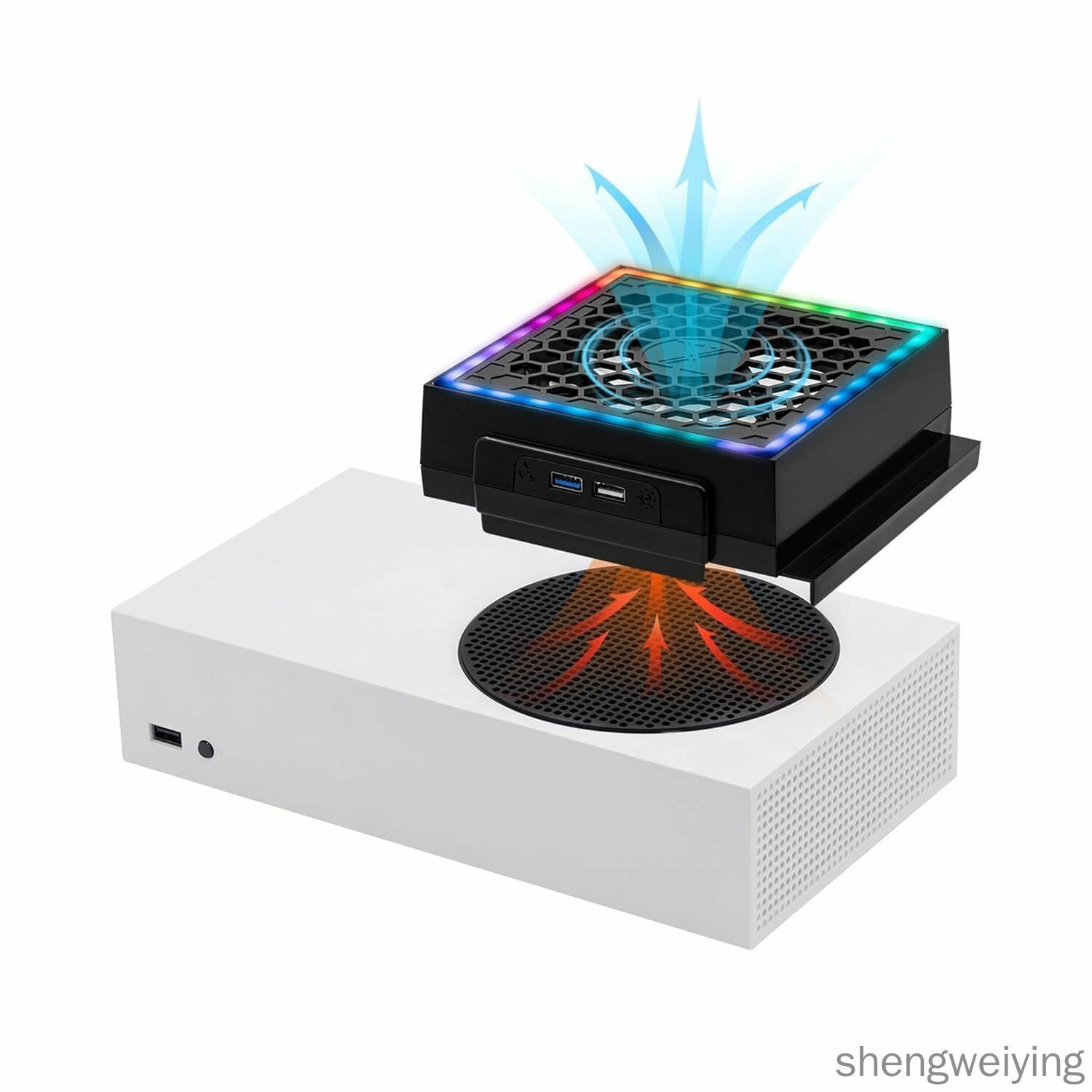 Вентилятор охлаждения Xbox Series S, светодиодный дисплей RGB, низкий уровень шума, 2 дополнительных USB - порта, уровень 3
