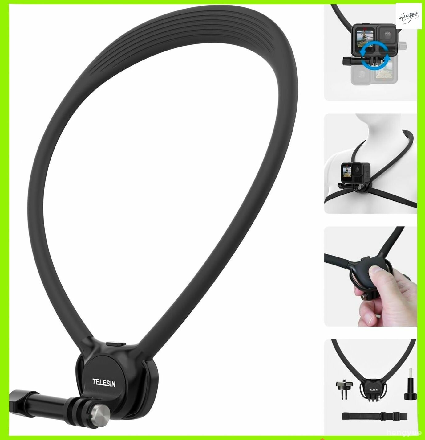 Крепление на шею TELESIN SE 2.0 с воздушной подушкой для видеоблогинга от первого лица без помощи рук для камер GoPro Hero Series, Insta 360 Series, Action 3/4/5 Pro, AKASO-. hengyue