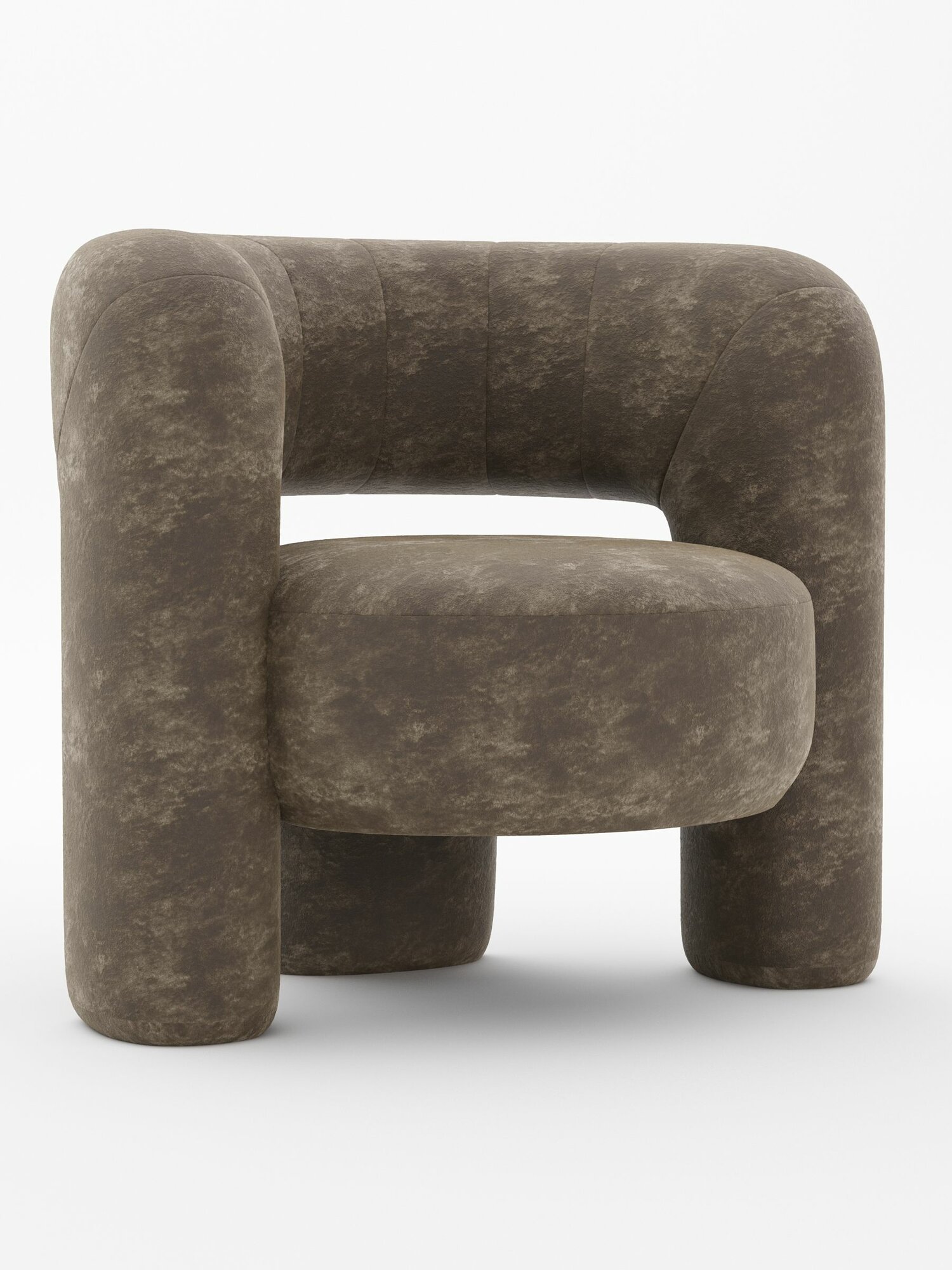 Кресло мягкое для дома, отдыха в гостиной Глер от W&B, велюр плюш: коричневый