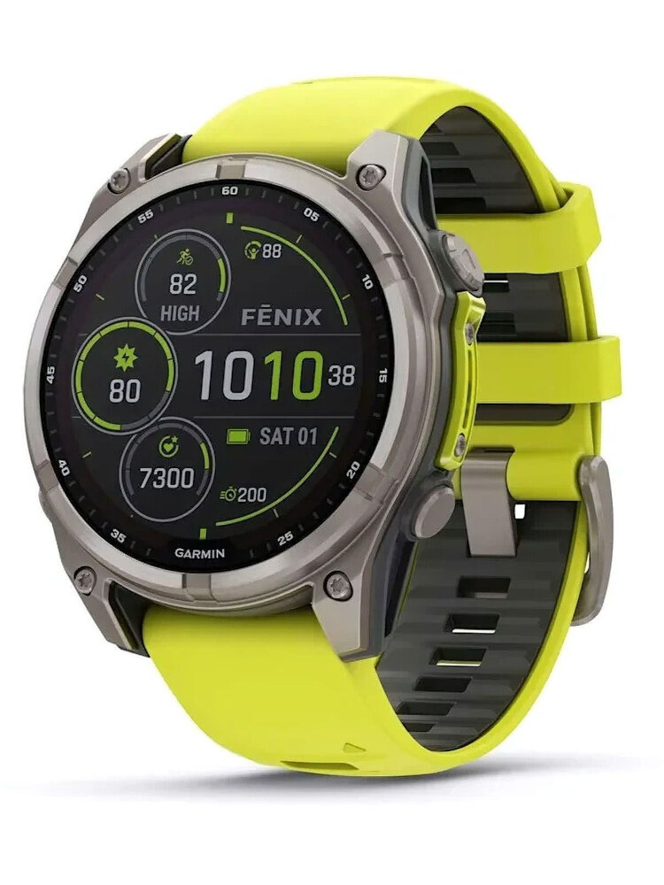 Garmin Fenix 8 Solar Sapphire 47mm Titanium Amp Yellow / Graphite (Русский язык) (Карты России) 010-02906-21