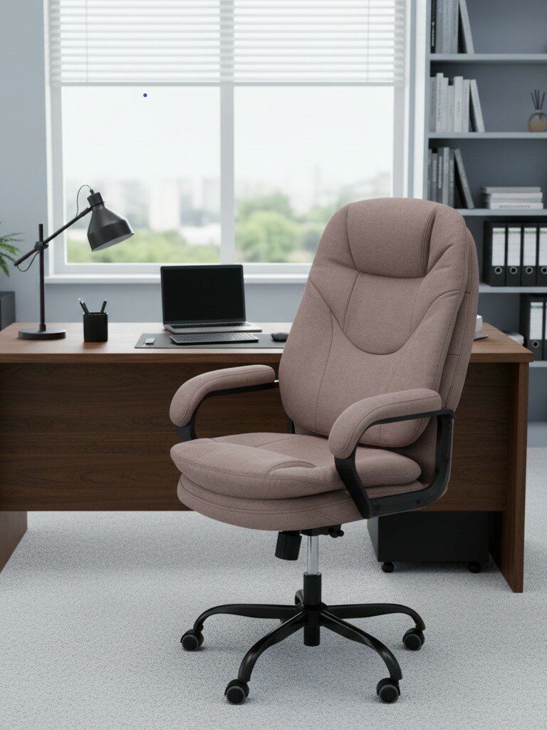 Компьютерное кресло TetChair COMFORT Lux (22) metalBL на колесиках с подлокотниками, обивка ткань, цвет коричневый