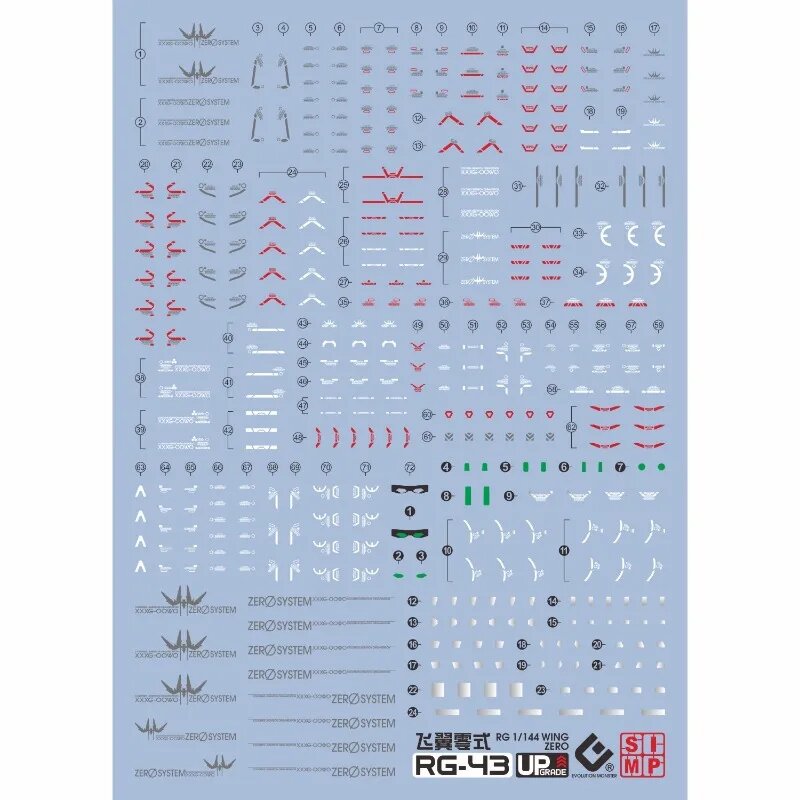 EVO RG Series Water Slide Decals RG-43 для RG 1/144 WING ZERO флуоресцентные наклейки