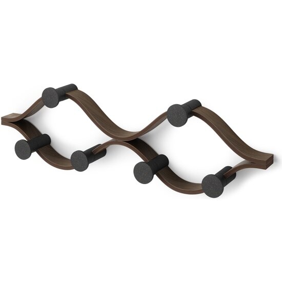 Вешалка настенная Umbra Montage, 6 крючков, черный/орех, 1021053-048