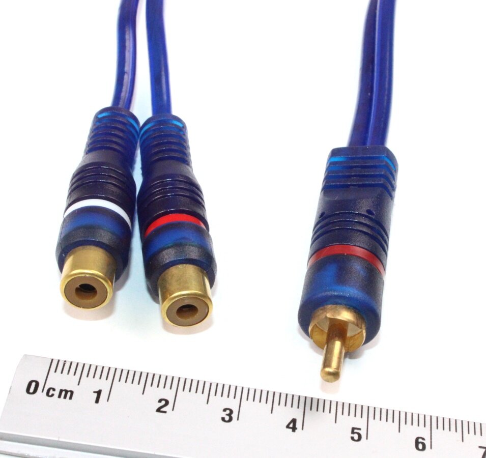 Переходник RCA(M) - 2RCA(F) двойной экран, Y-адаптер GSTAR 5-108, шнур 0,3 м (1 шт.)