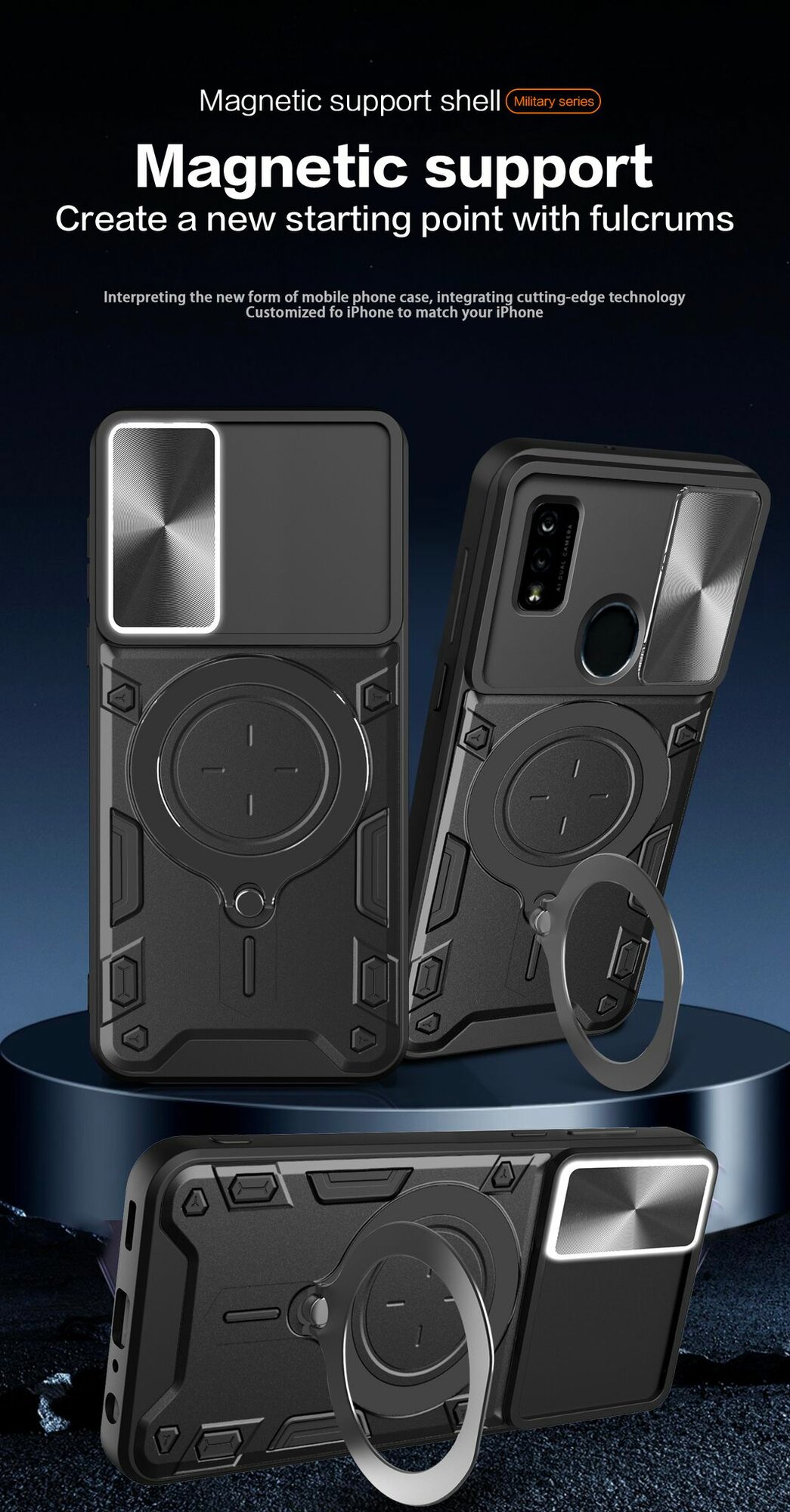 Чехол с кольцом Big Ring Case для ZTE Blade A51 черный