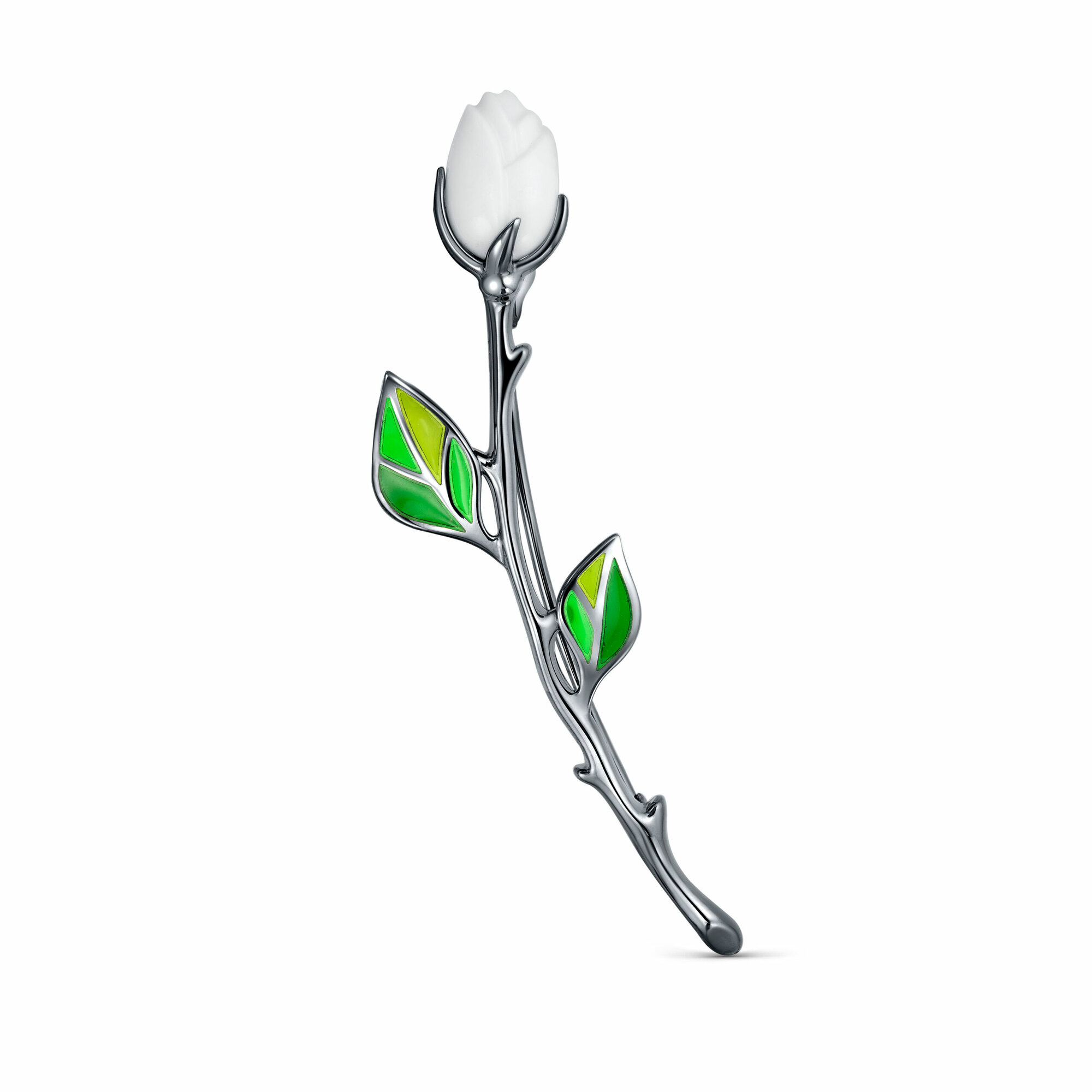 Брошь KABAROVSKY, серебро, 925 проба, фарфор