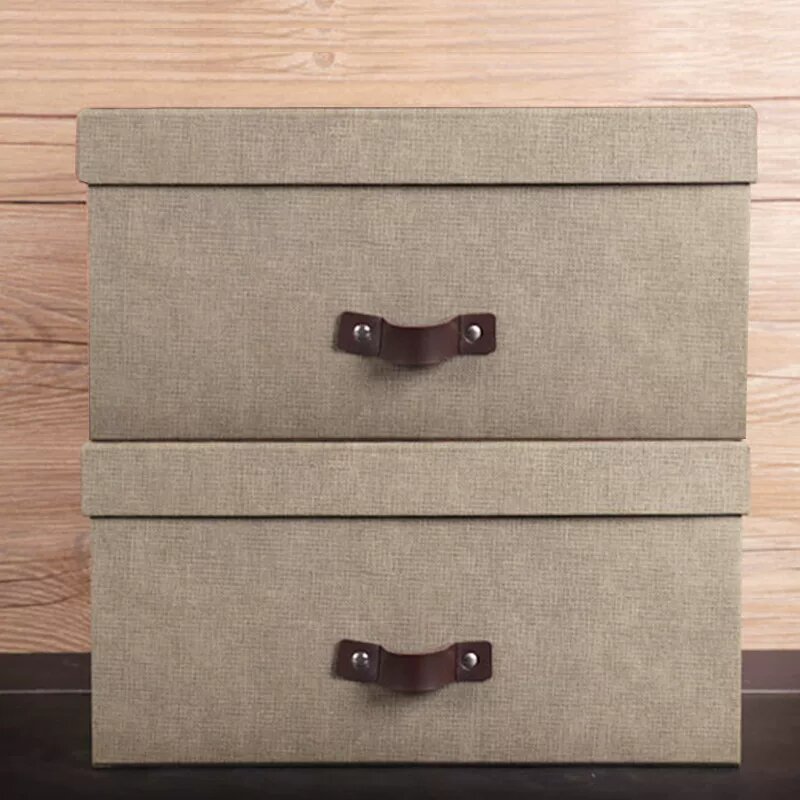 Серый зеленый набор из двух бумажных органайзеров, 34,5x26,5x17 см