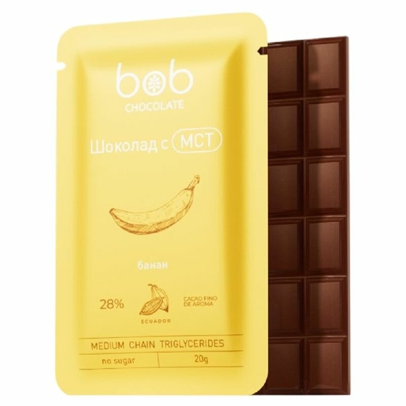 Шоколад BOB без сахара на овсяном молочке с бананом и маслом 20г