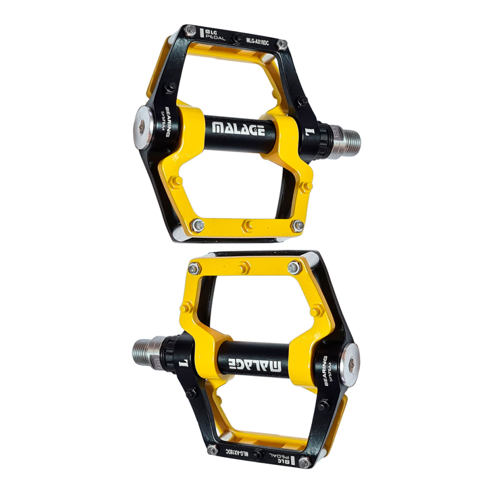 Педали mlg-AX18DC, чёрный/жёлтый 90x102x27мм, ось Cr-Mo, промподшипники