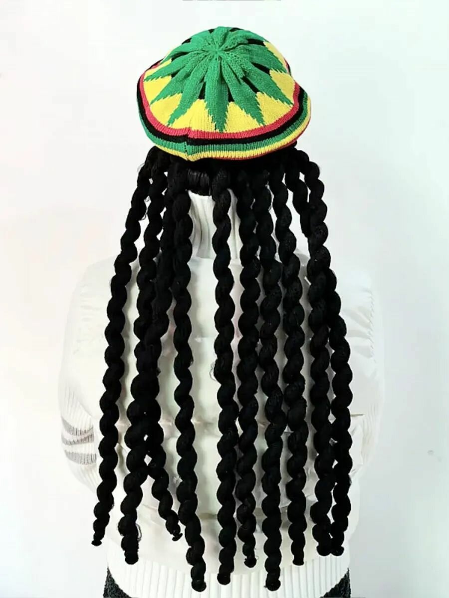 Шапка растамана берет с дредами/головной убор карнавальный