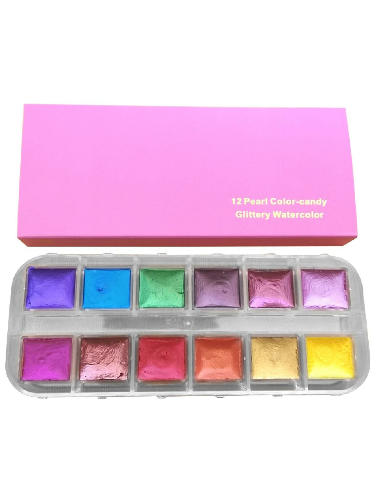 Набор акварельных красок 12 цветов Перламутровый блестящий пигмент Карамельная краска