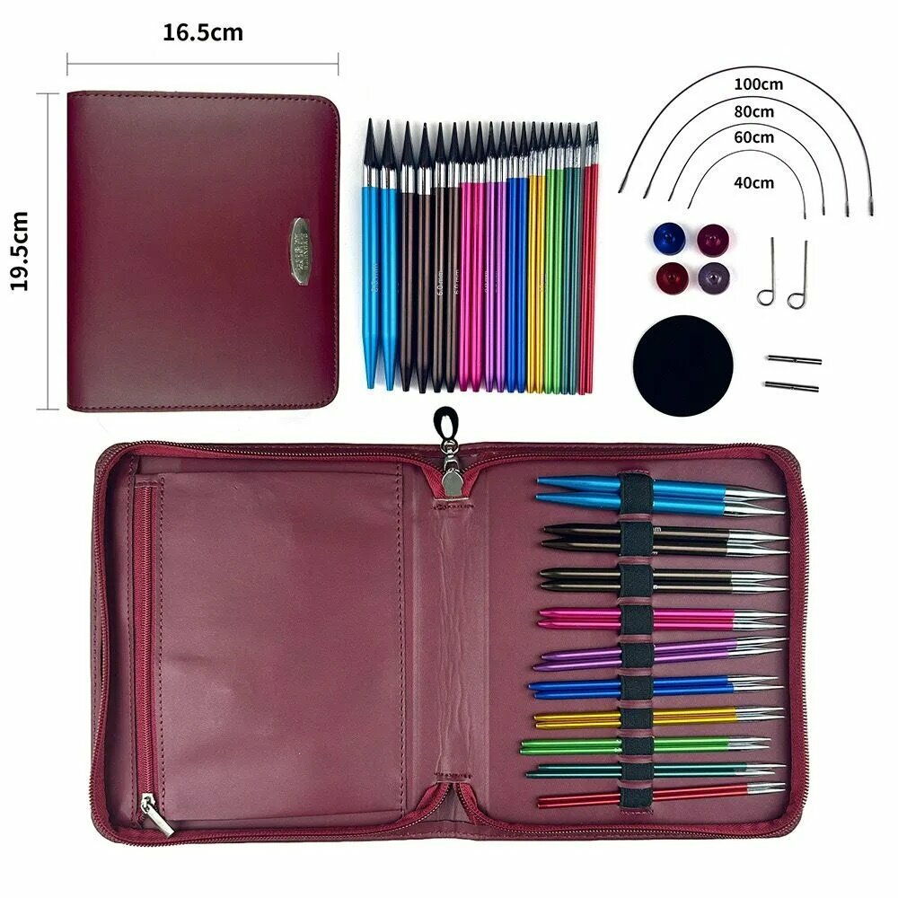Набор спиц для вязания съемные KnitPro Deluxe 16 спиц Zing (11.5cm)