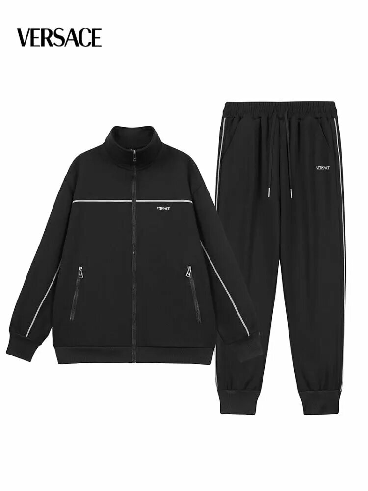 Комплект одежды Versace Мужской спортивный костюм-осень-зима, худи и спортивные штаны, приталенный крой, для отдыха и города, спортивный стиль, дышащий, size 44-54