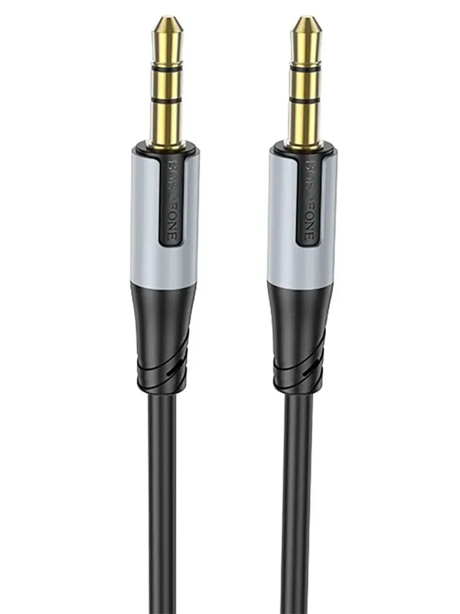 Аудиосоединитель Borofone BL19 AUX 3.5мм-3.5мм Jack, 1 метр, черный / кабель для наушников / провод аукс в машину