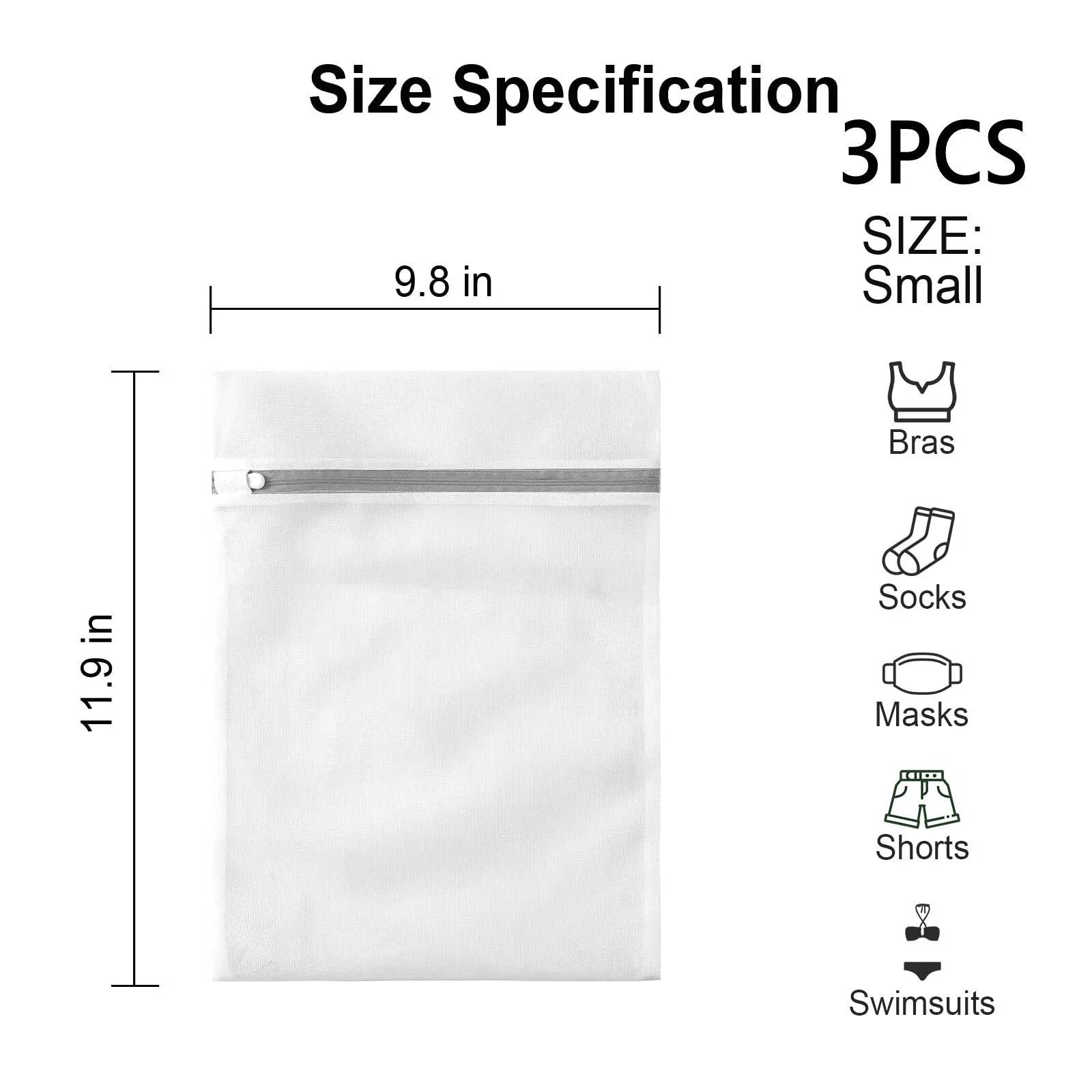 3шт мешок для стирки деликатных вещей, 9.8x11.9 дюймов, цвет 3S (baby size)