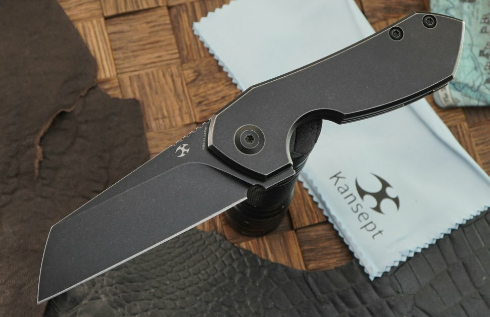 Складной нож Kansept Knives Steller, сталь CPM S35VN, BW, рукоять черный титан