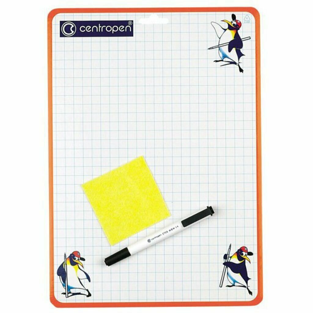 Доска маркерная Centropen А4+ двусторонняя, клетка + 1 маркер