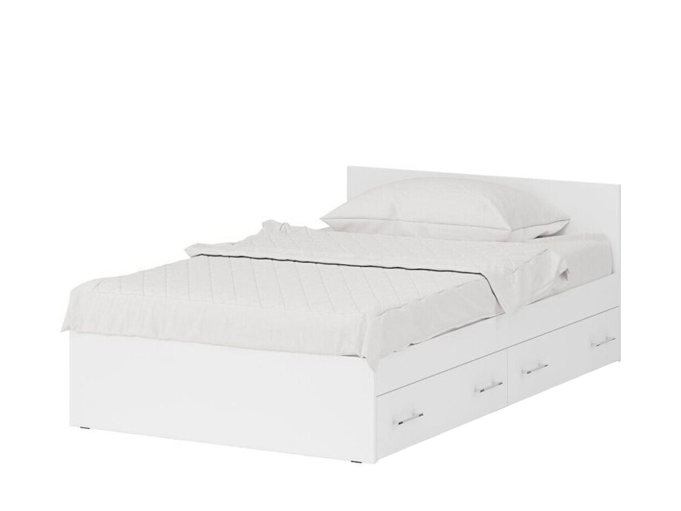 Кровать с ящиками Амелина 120х200 с настилом из ДСП (ЛДСП, Белый шагрень, Рикко)