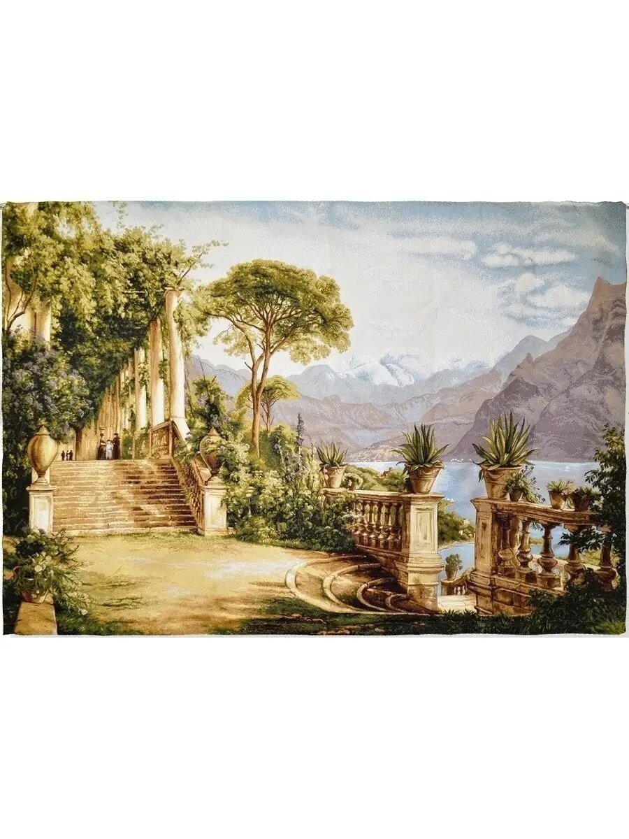 Большой гобелен на стену на подкладке с карманом для карниза Голландский парк 70х95 см.