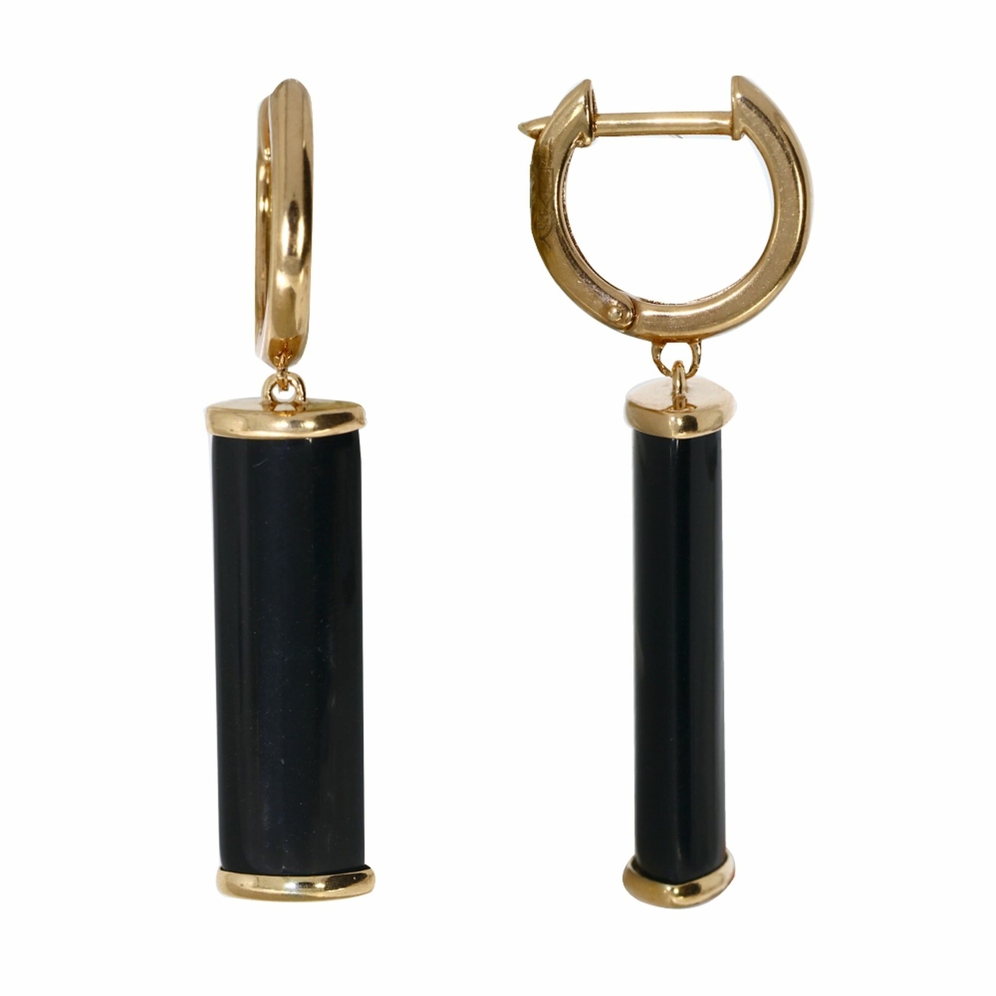 Серьги, серебро, 925 проба, золочение, оникс