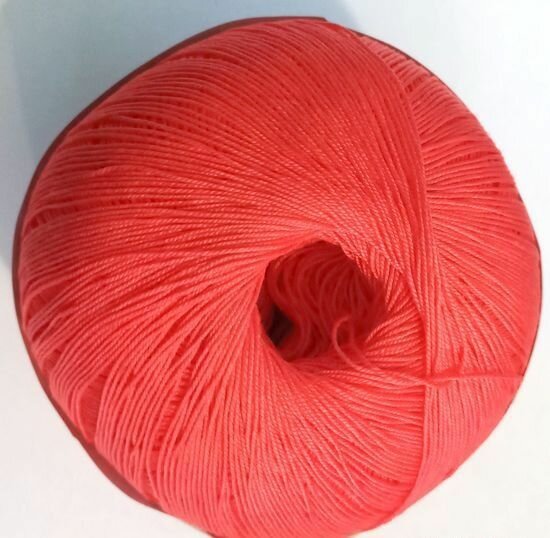 Пряжа Цветное кружево упаковка 4 мотка 50 г. 475 м. цвет 396 настурция