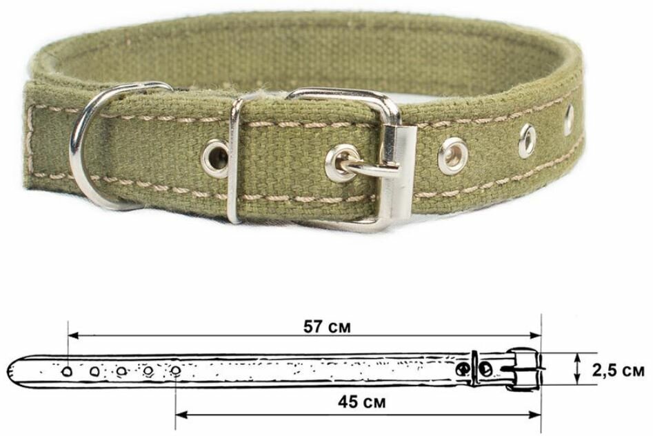 Yami-Yami Ошейник брезентовый, 2 слоя, 45-57*2,5 см