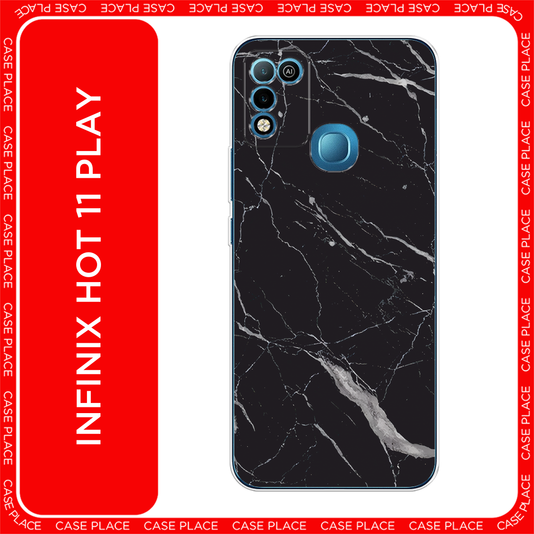 Чехол на Infinix HOT 11 Play / Инфиникс Хот 11 Плей с принтом Черный минерал