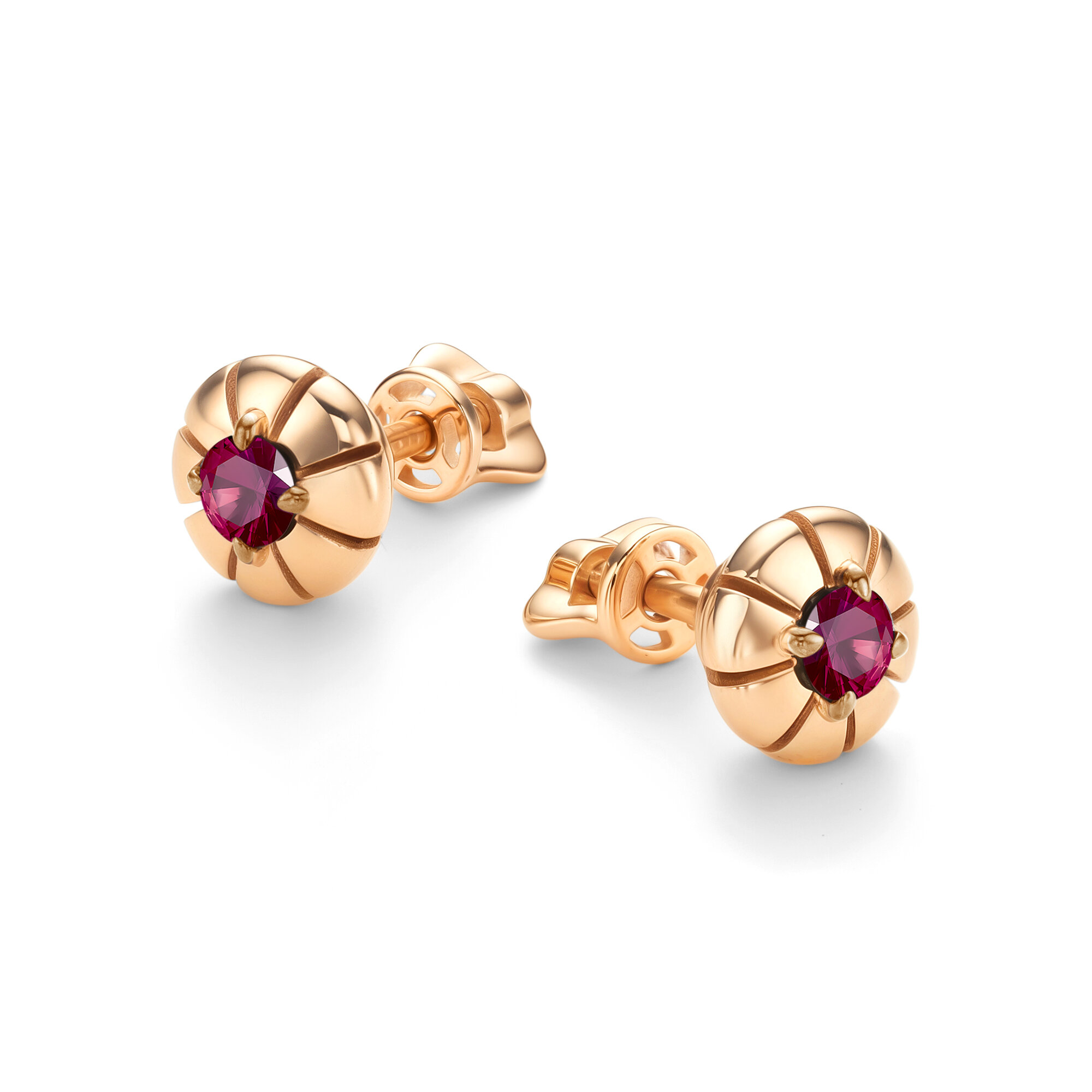 Серьги пусеты, красное золото, 585 проба, рубин